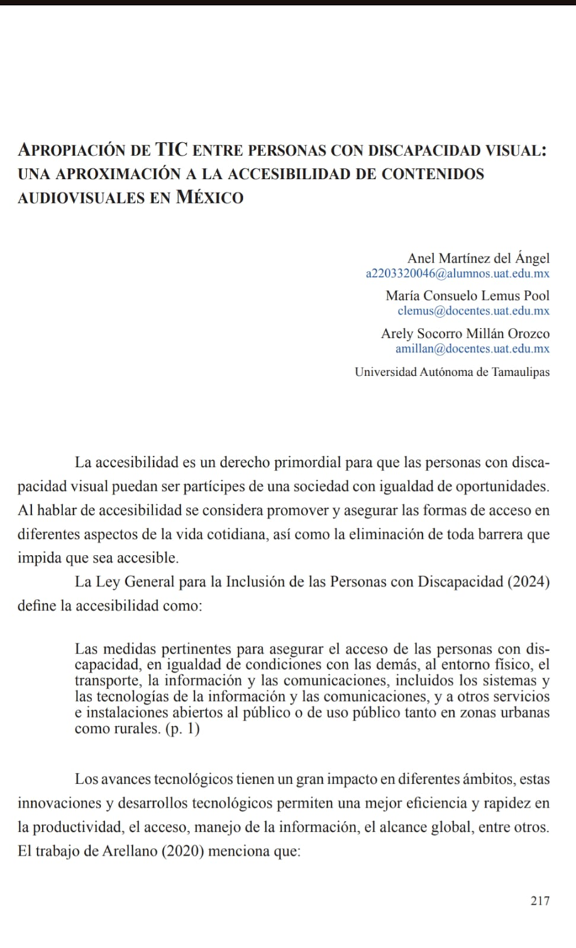 Apropiación de TIC entre personas con discapacidad visual: una ...